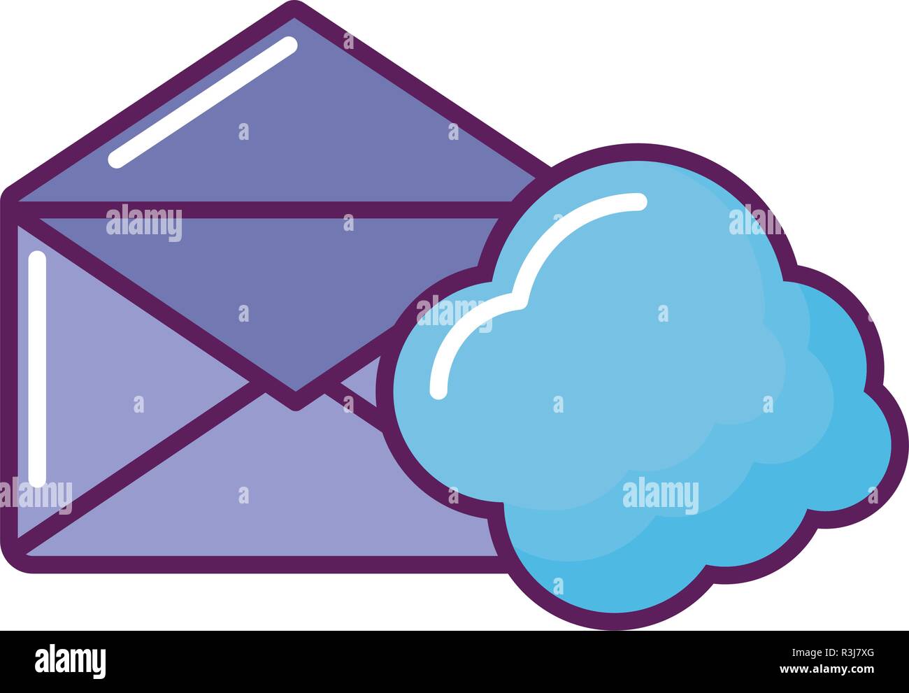 cloud and envelope over white background, vector illustration Stock ...