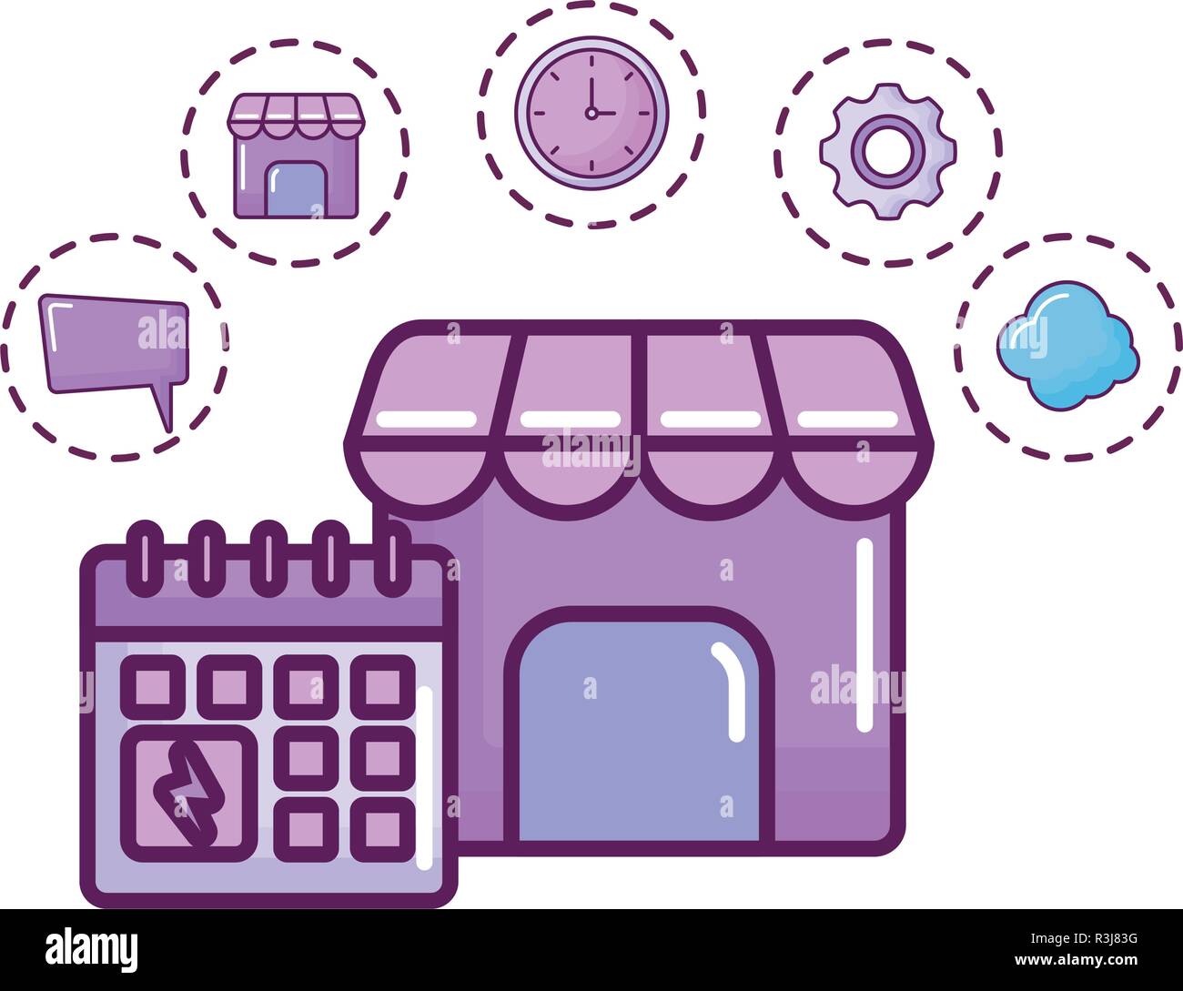 store and shopping related icons over white background, vector ...