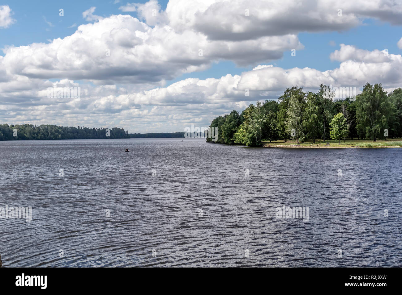 Daugava river (Latvia) summer view from Koknese Castle with clouds ...