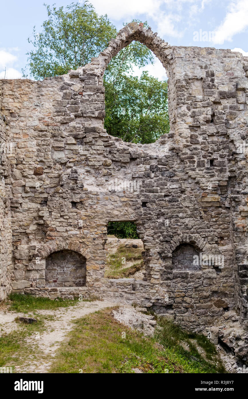 Ruined wall and arched window of the Koknese Castle - one of the ...