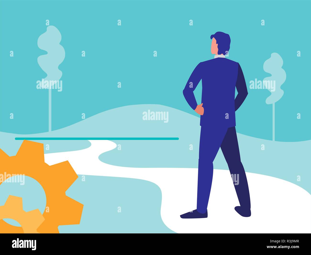 Businessman with gear design, Management corporate occupation and job ...