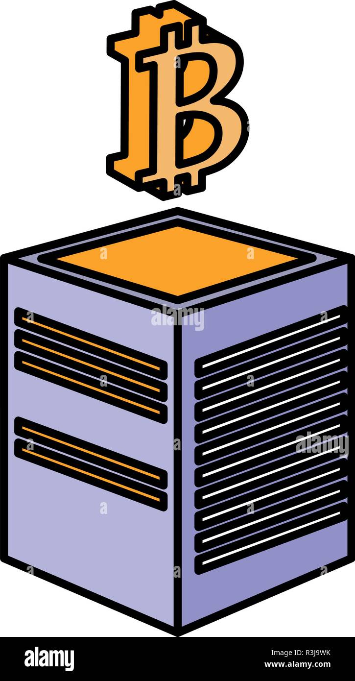 cube with bitcoin symbol over white background, vector illustration ...