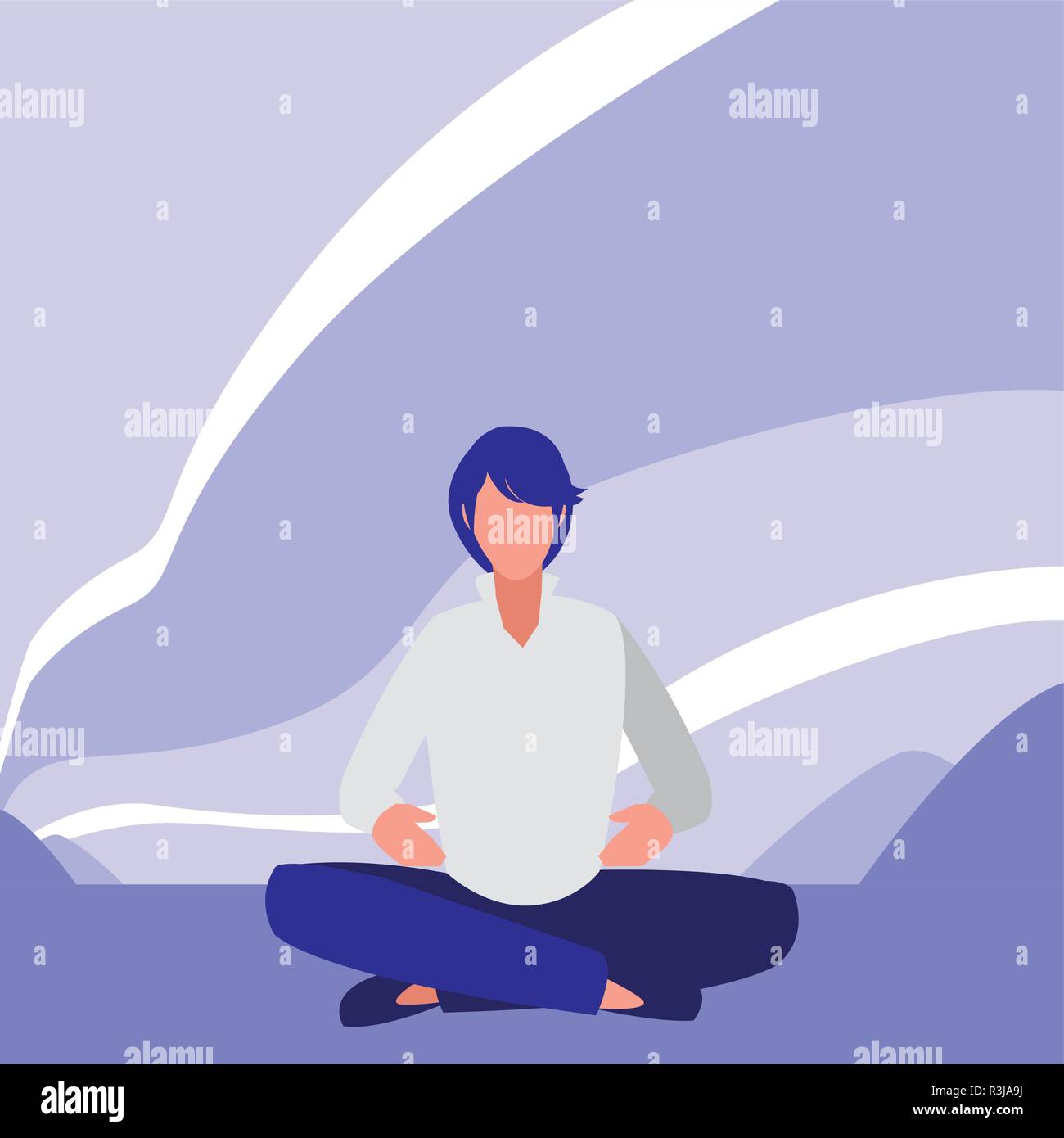 avatar man sitting legs crossed over white background, vector ...