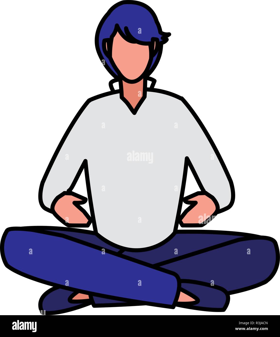 avatar man sitting legs crossed over white background, vector ...