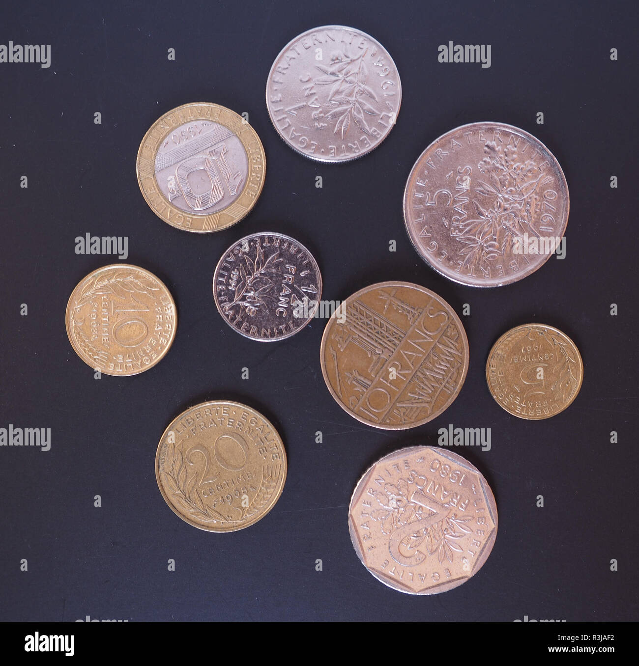French Franc coin Stock Photo - Alamy