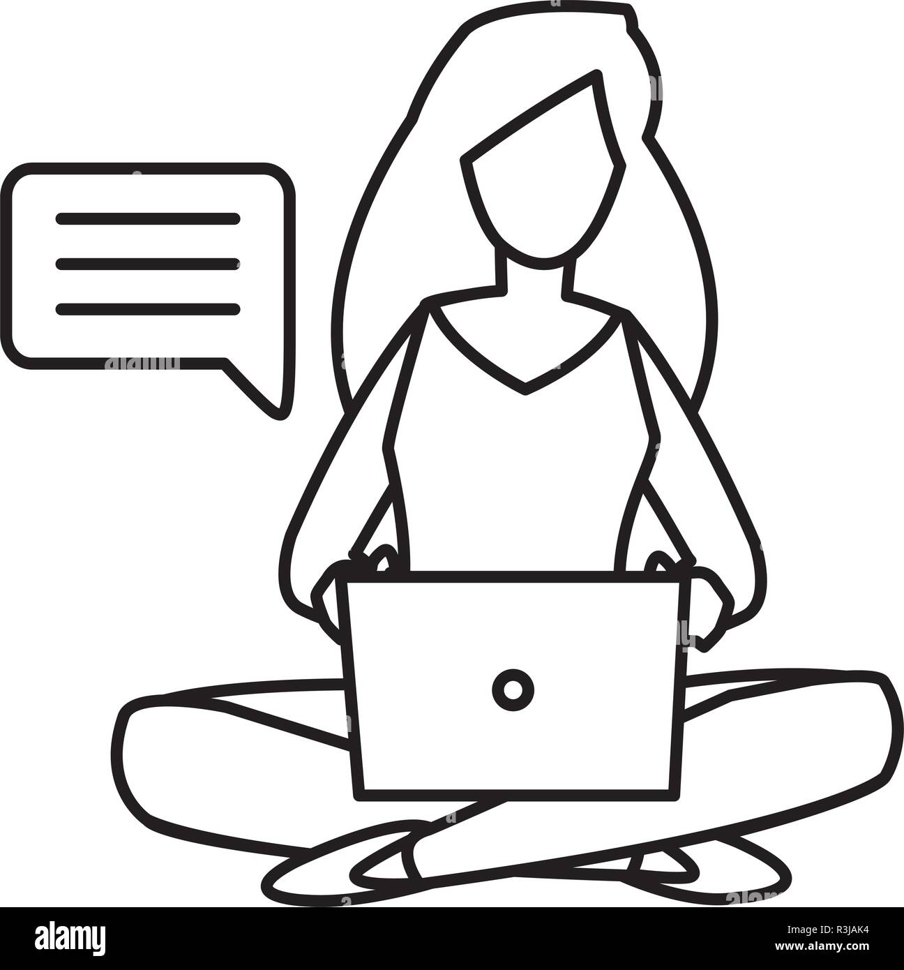woman chating on a laptop computer over white background, vector ...