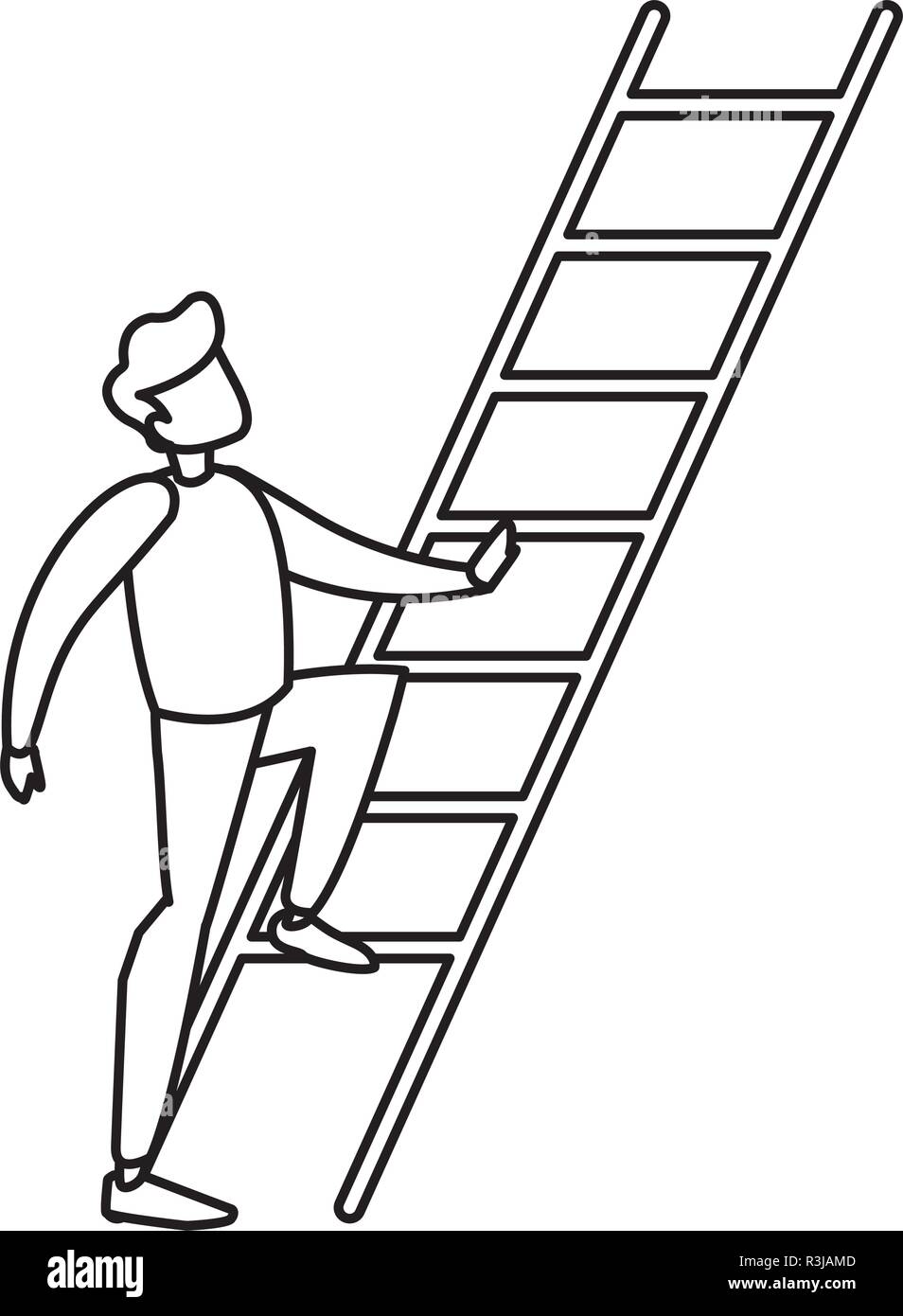 man on a ladder over white background, vector illustration Stock Vector ...