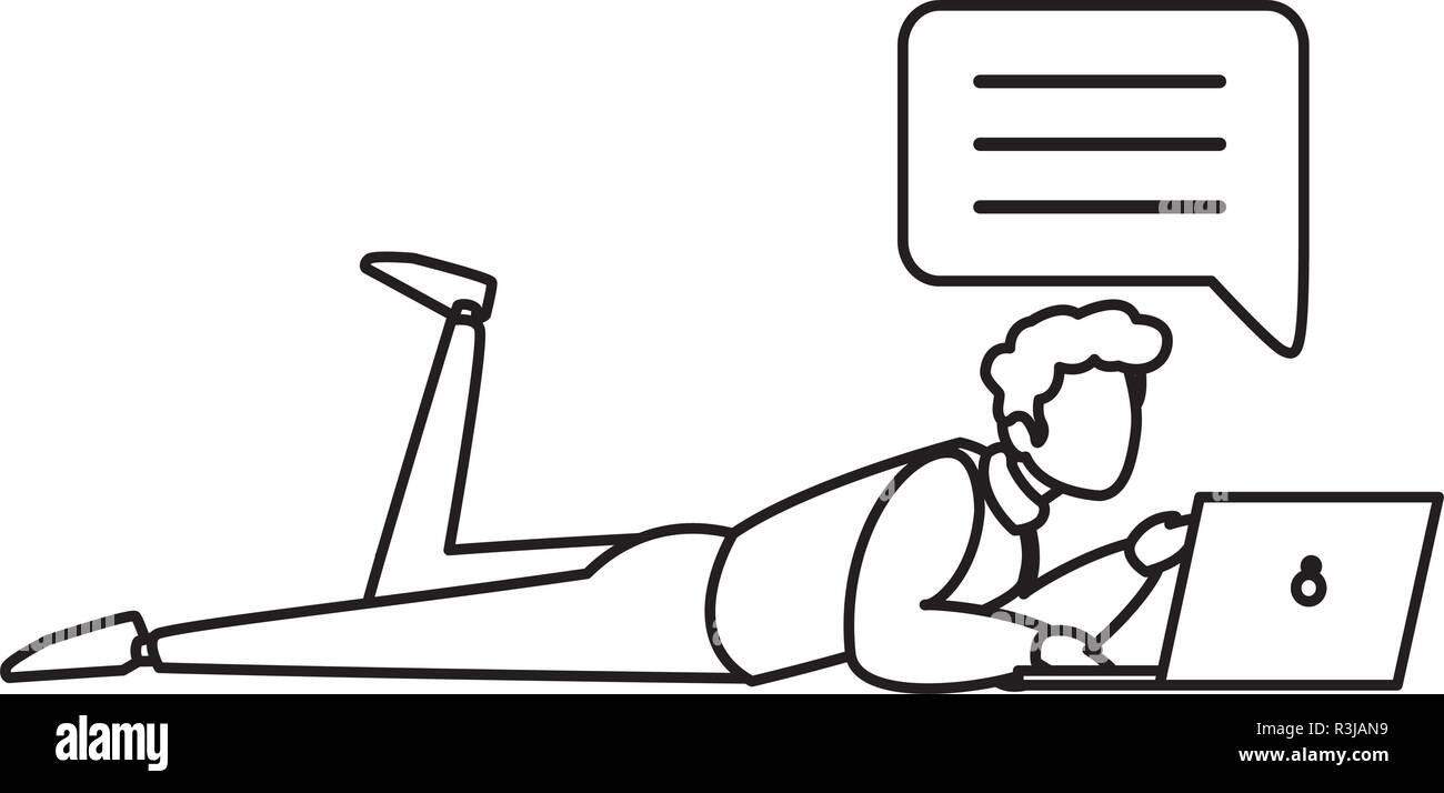 man chating on a laptop computer over white background, vector ...