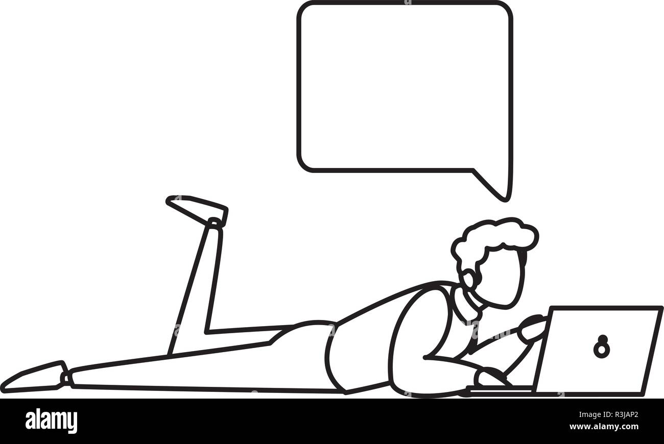 man chating on a laptop computer over white background, vector ...