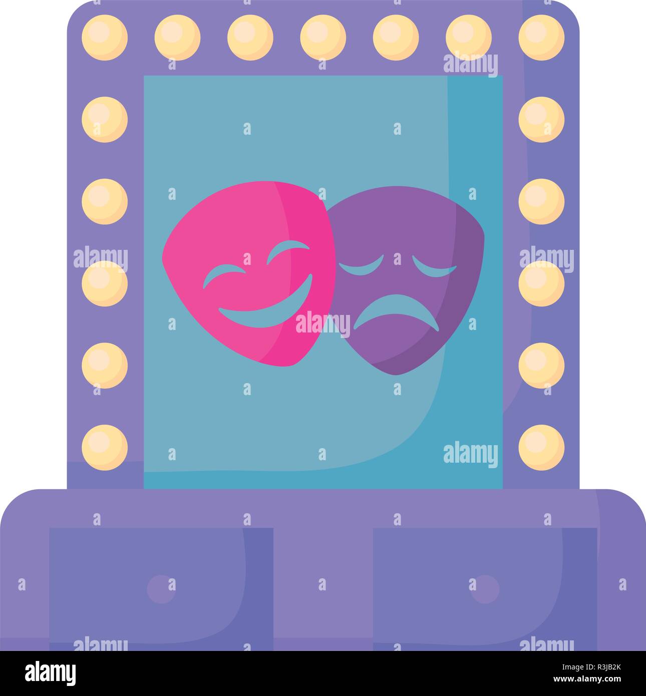 mirror with theater faces over white background, vector illustration ...