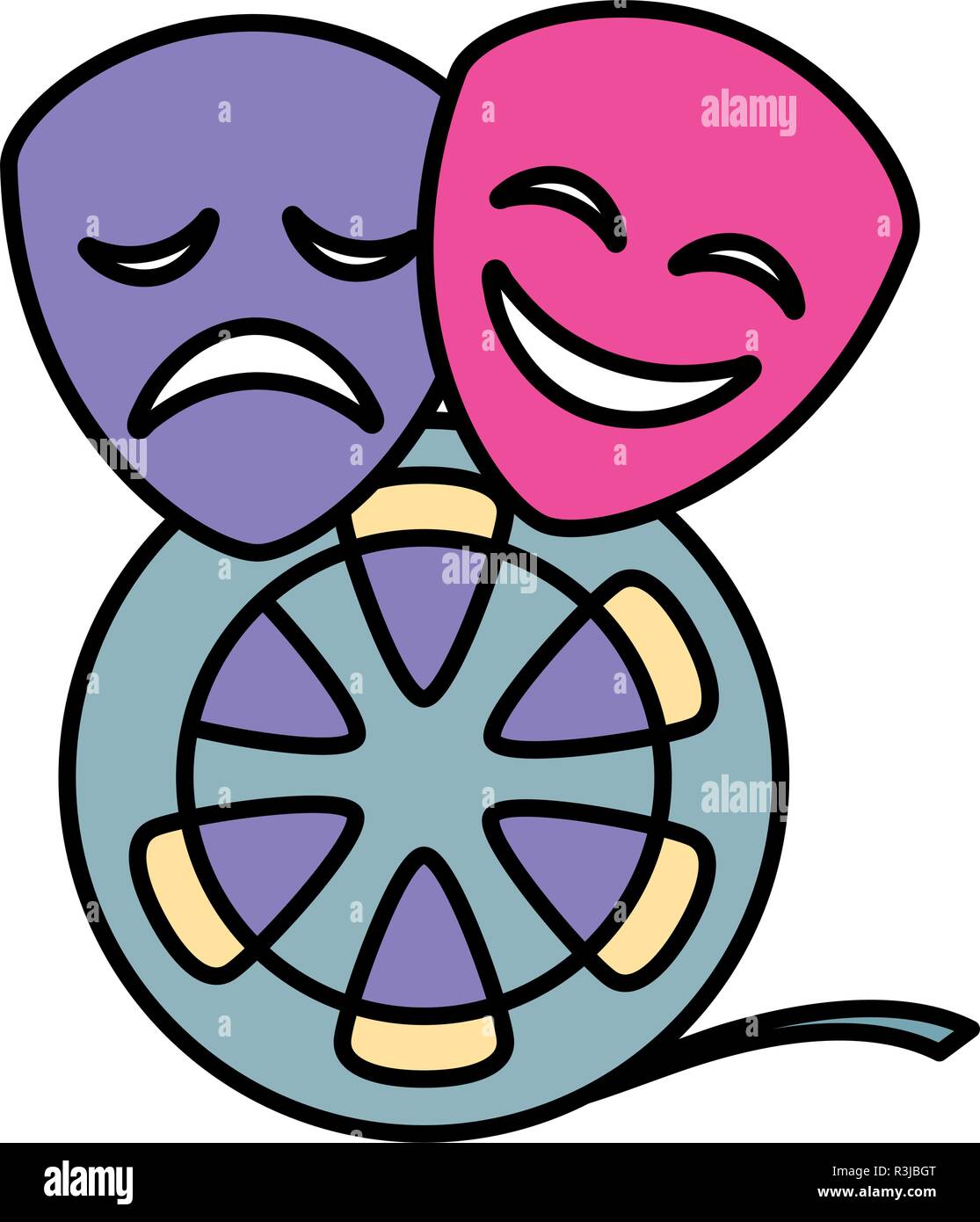 theater faces and film roll over white background, vector illustration ...