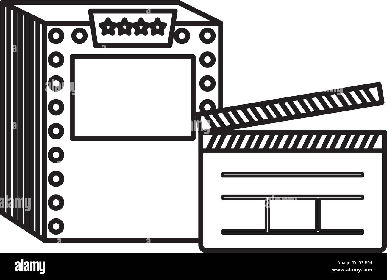 clapboard and ticket machine over white background, vector illustration ...