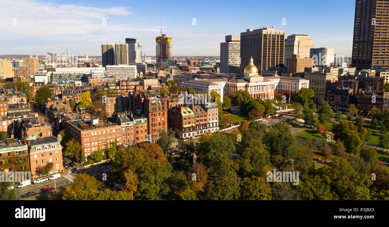 A beautiful day in Boston Massachusetts showing the golden dome at the ...