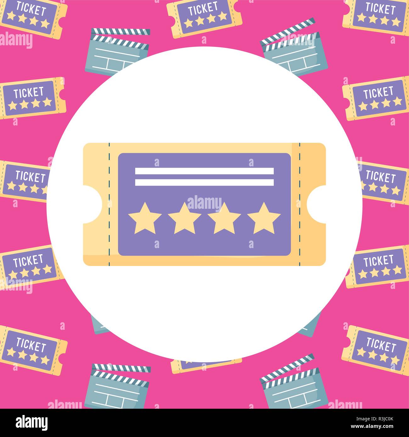 Cinema ticket icon over colorful background, vector illustration Stock ...