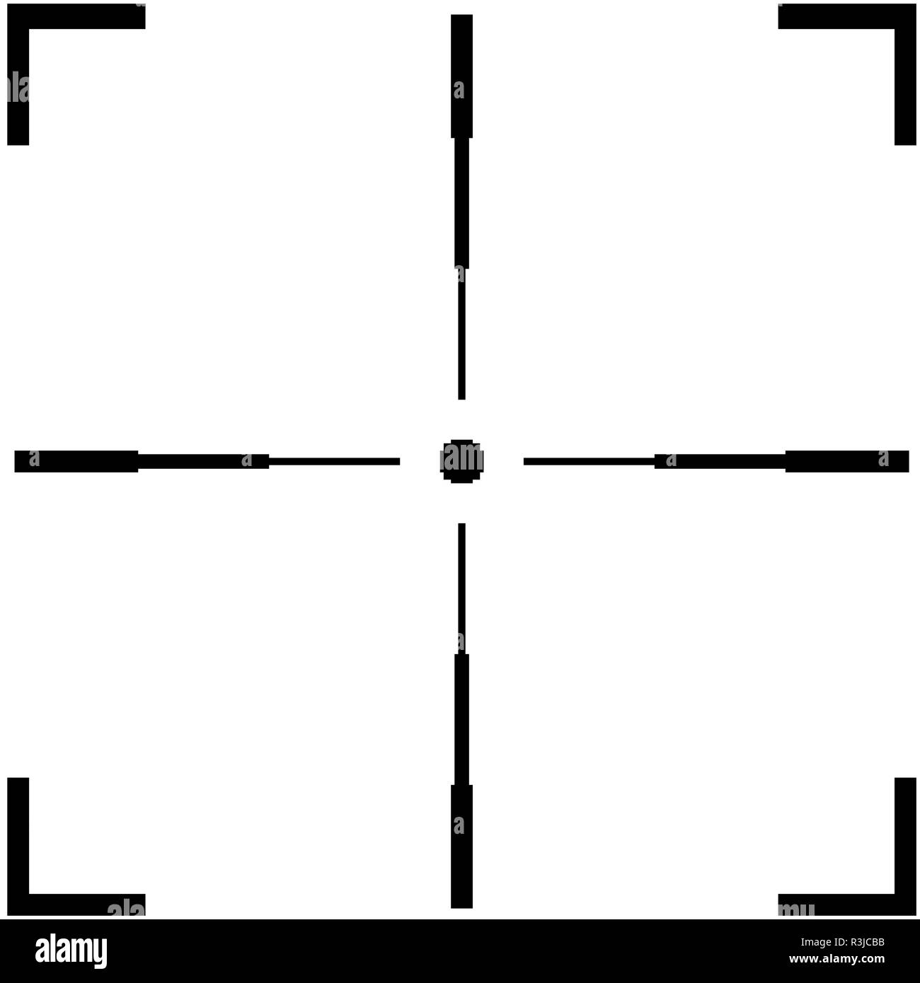 Simple sniper rifle rectangular crosshairs black icon Stock Vector ...