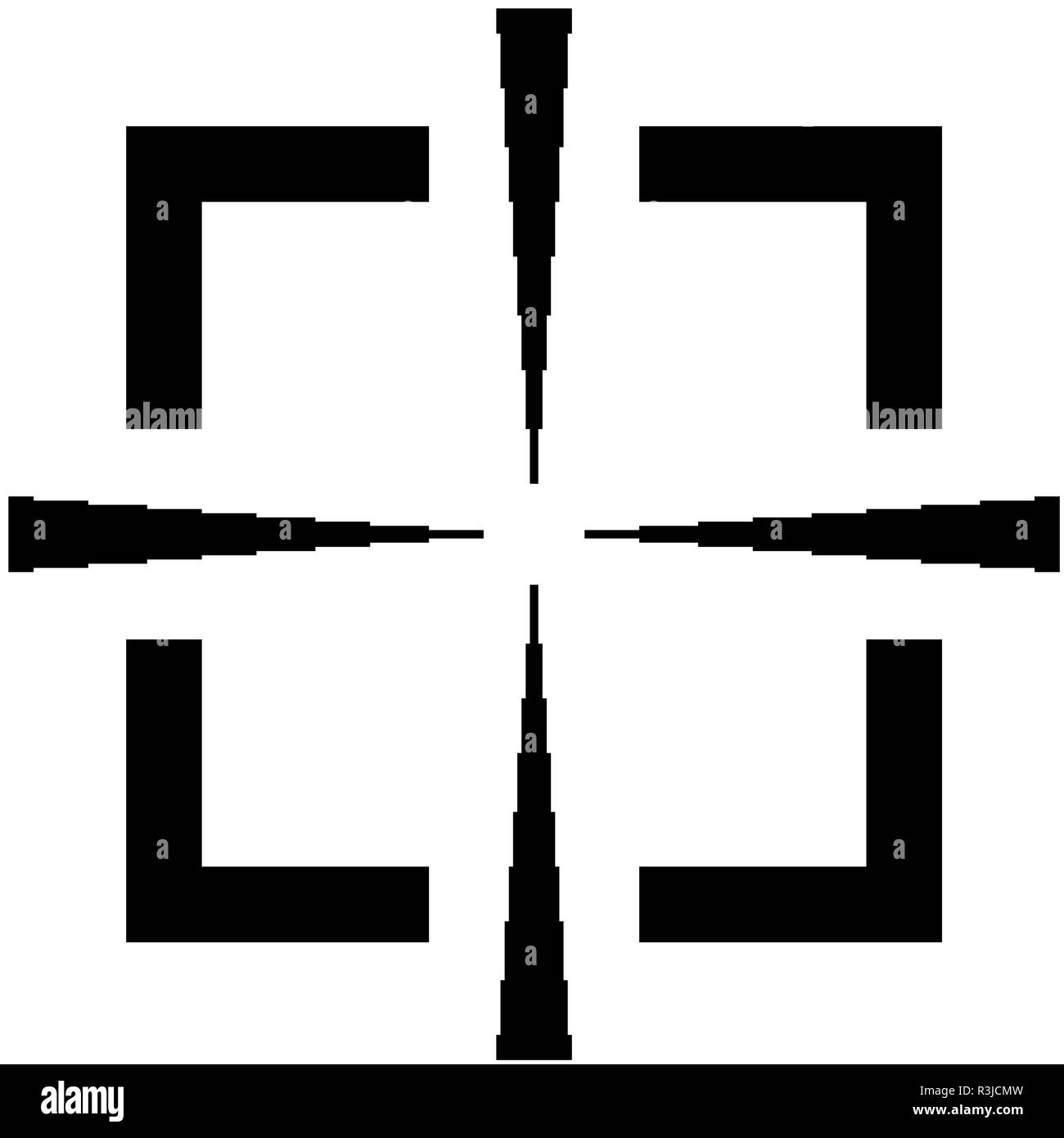 Simple sniper rifle rectangular crosshairs black icon Stock Vector ...