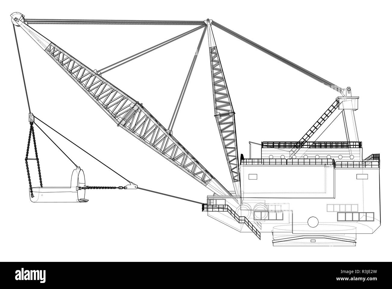 Dragline walking excavator. Vector Stock Vector Image & Art - Alamy