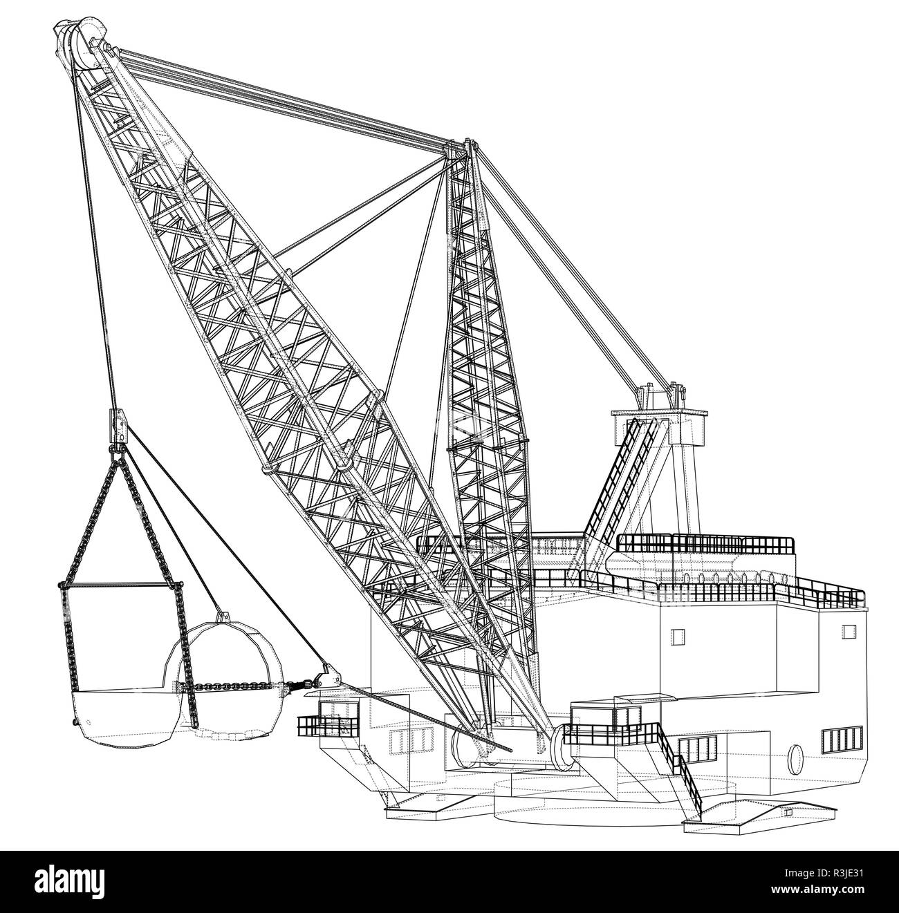 Dragline walking excavator. Vector Stock Vector Image & Art - Alamy