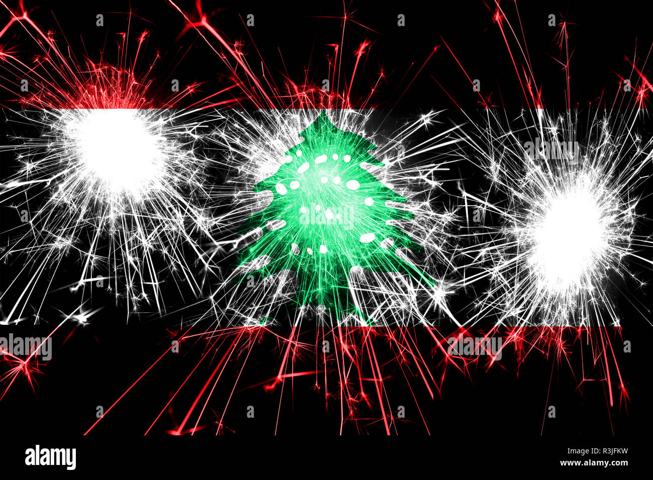 Lebanon fireworks sparkling flag. New Year, Christmas and National day ...