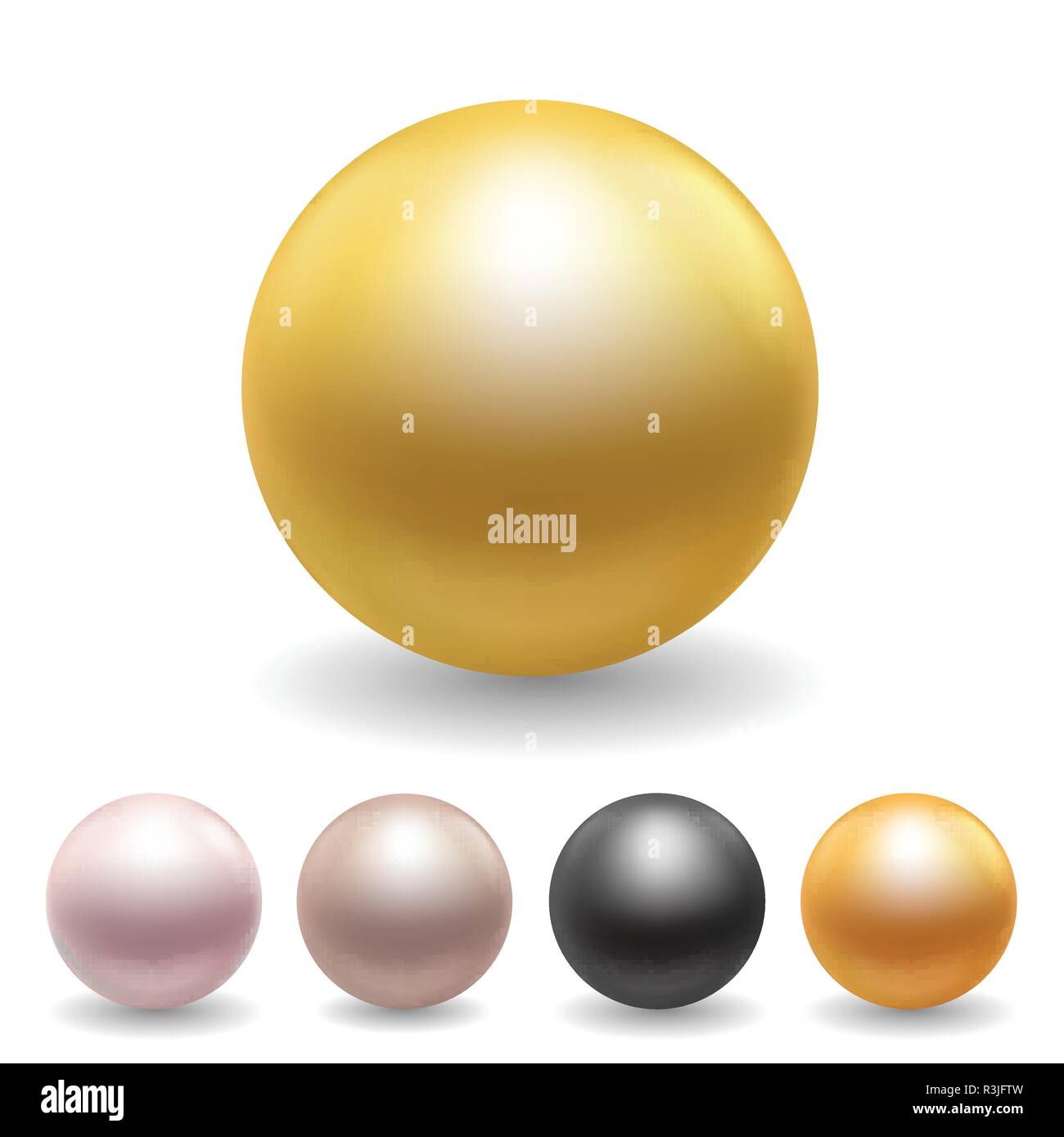 Set of realistic illustrations of colored pearls, isolated on white ...