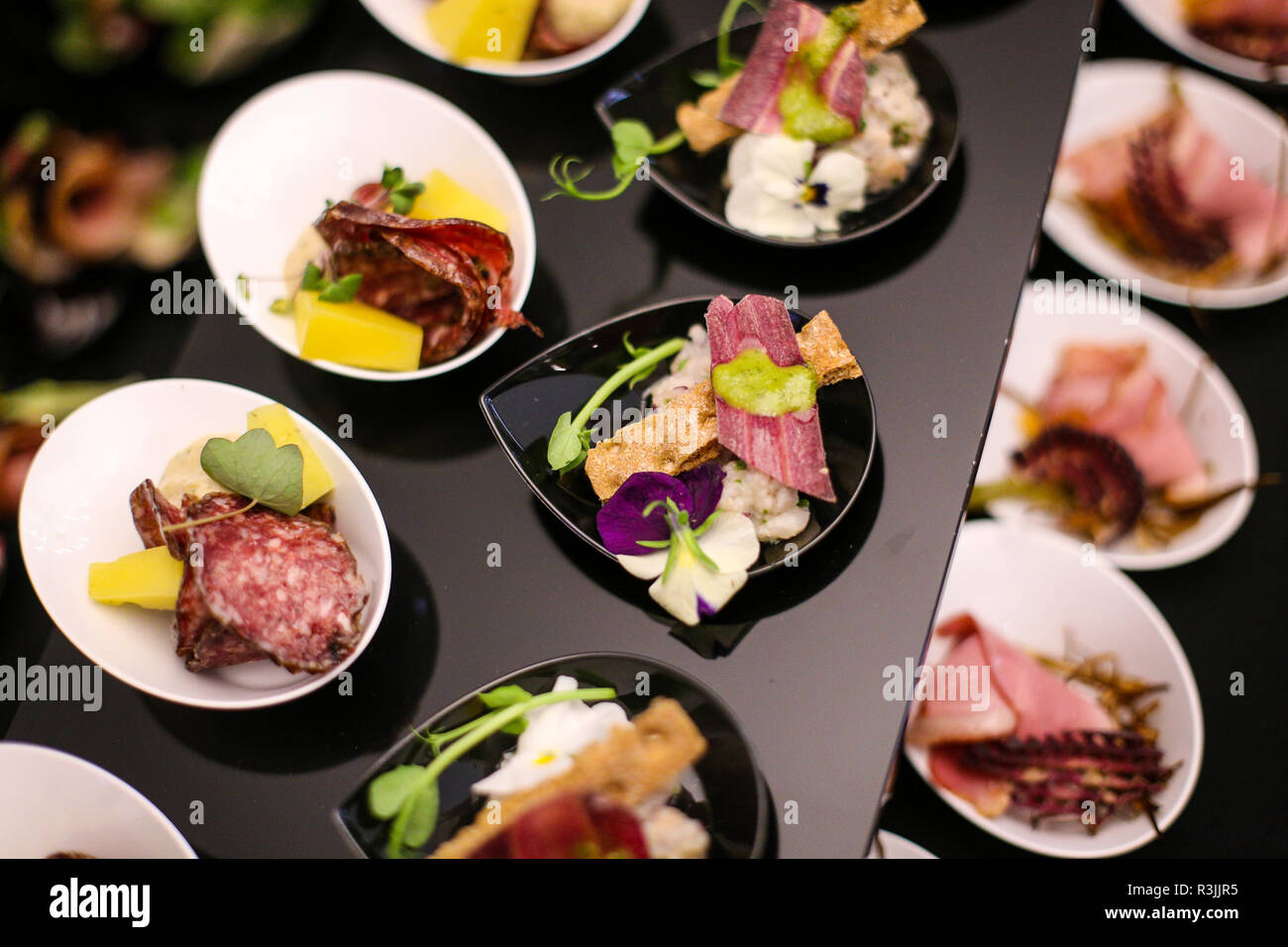 Details with fine dining appetisers made with Romanian traditional ...