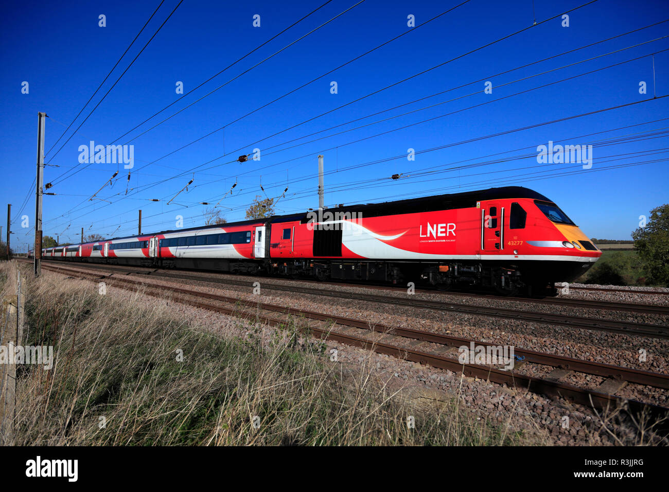 LNER train 43305, London and North Eastern Railway, East Coast Main Line Railway, Grantham ...