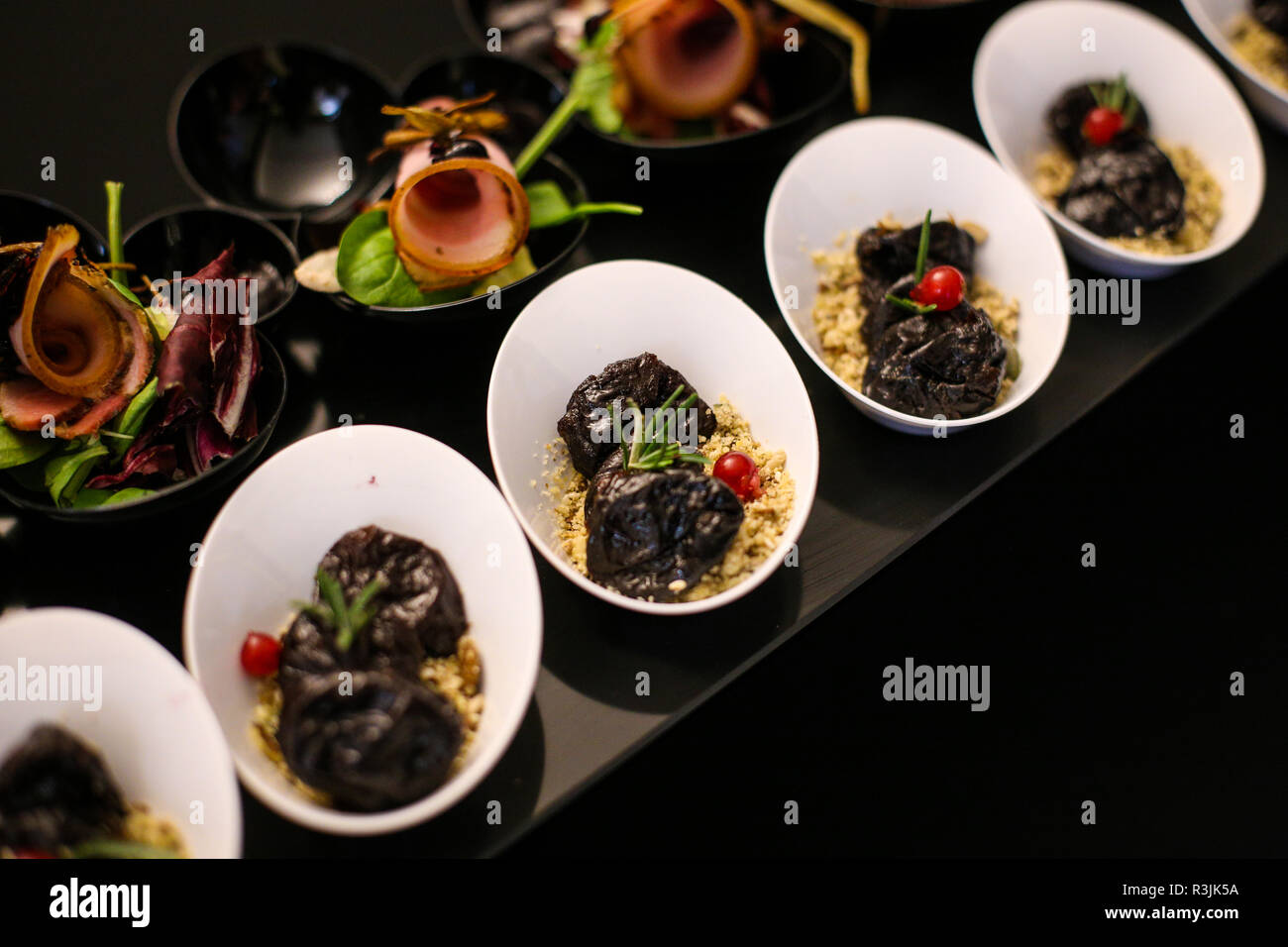 Details with fine dining appetisers made with Romanian traditional ...