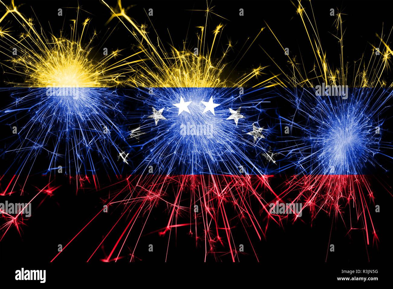 Venezuela fireworks sparkling flag. New Year, Christmas and National ...