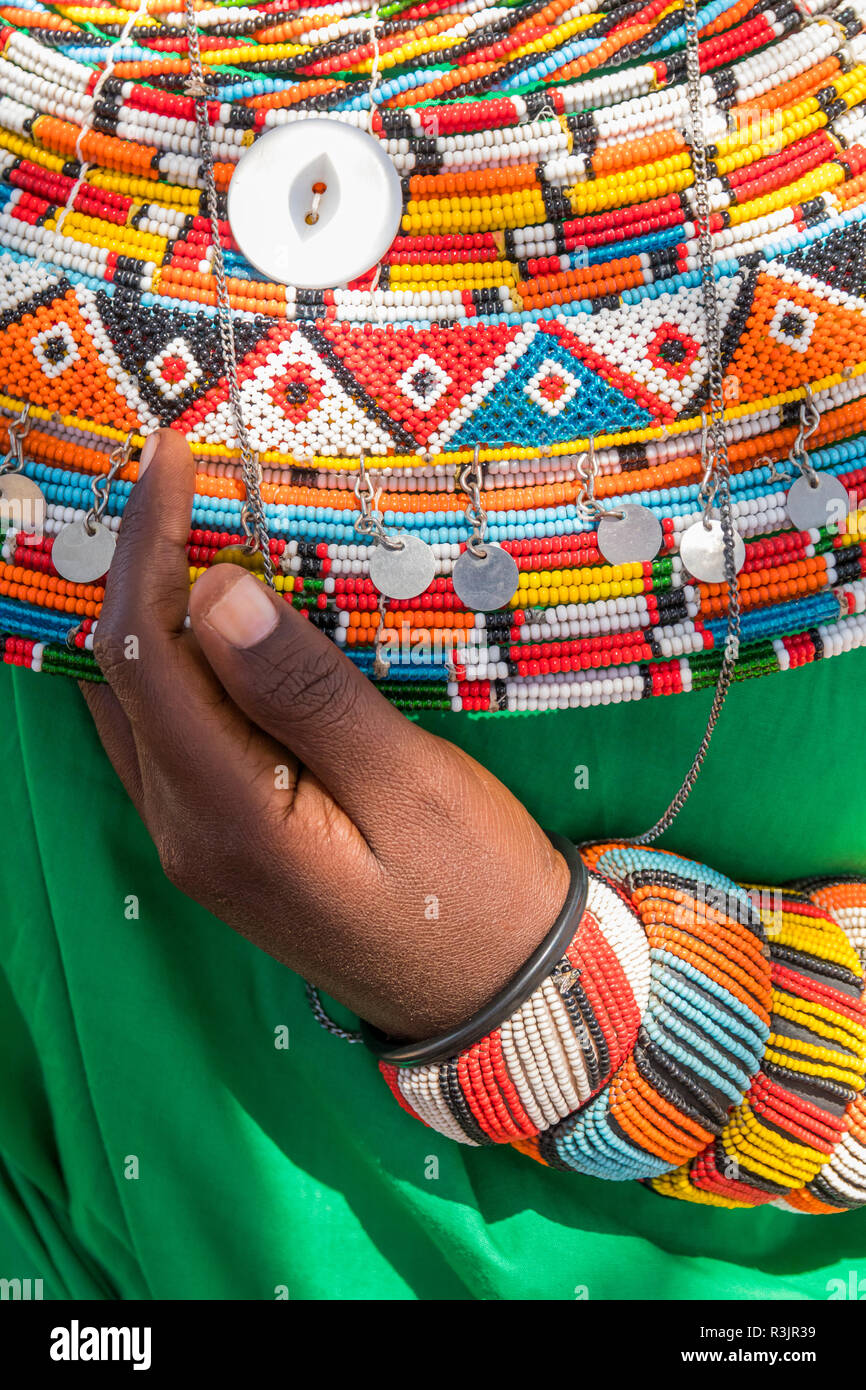 Africa, Kenya, Samburu National Reserve. Tribal handicrafts, jewelry ...