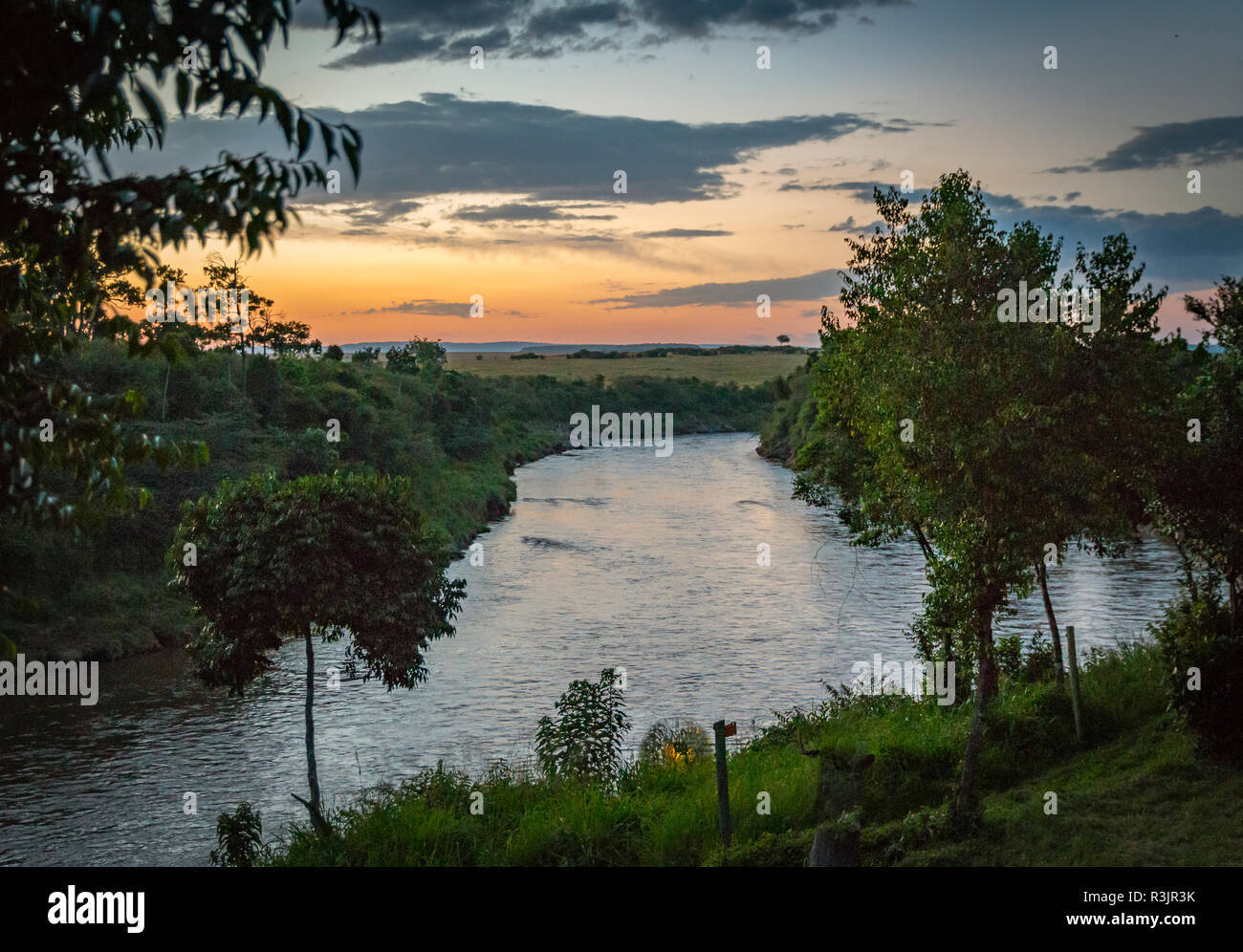 Africa, Kenya, Masai Mara National Reserve. The Mara River runs through ...