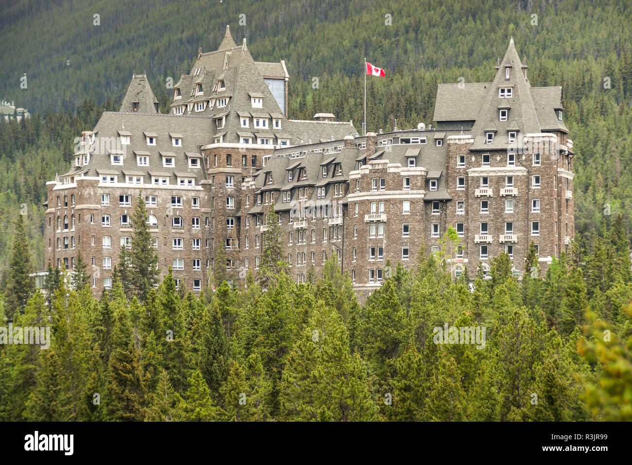 BANFF, AB, CANADA - JUNE 2018: Scenic view of the Banff Springs ...