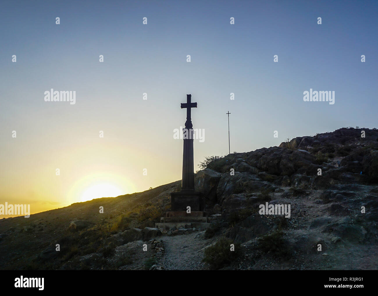 Khor Virap Monastery Cross on Pillar at Sunset in Summer with Blue Sky ...
