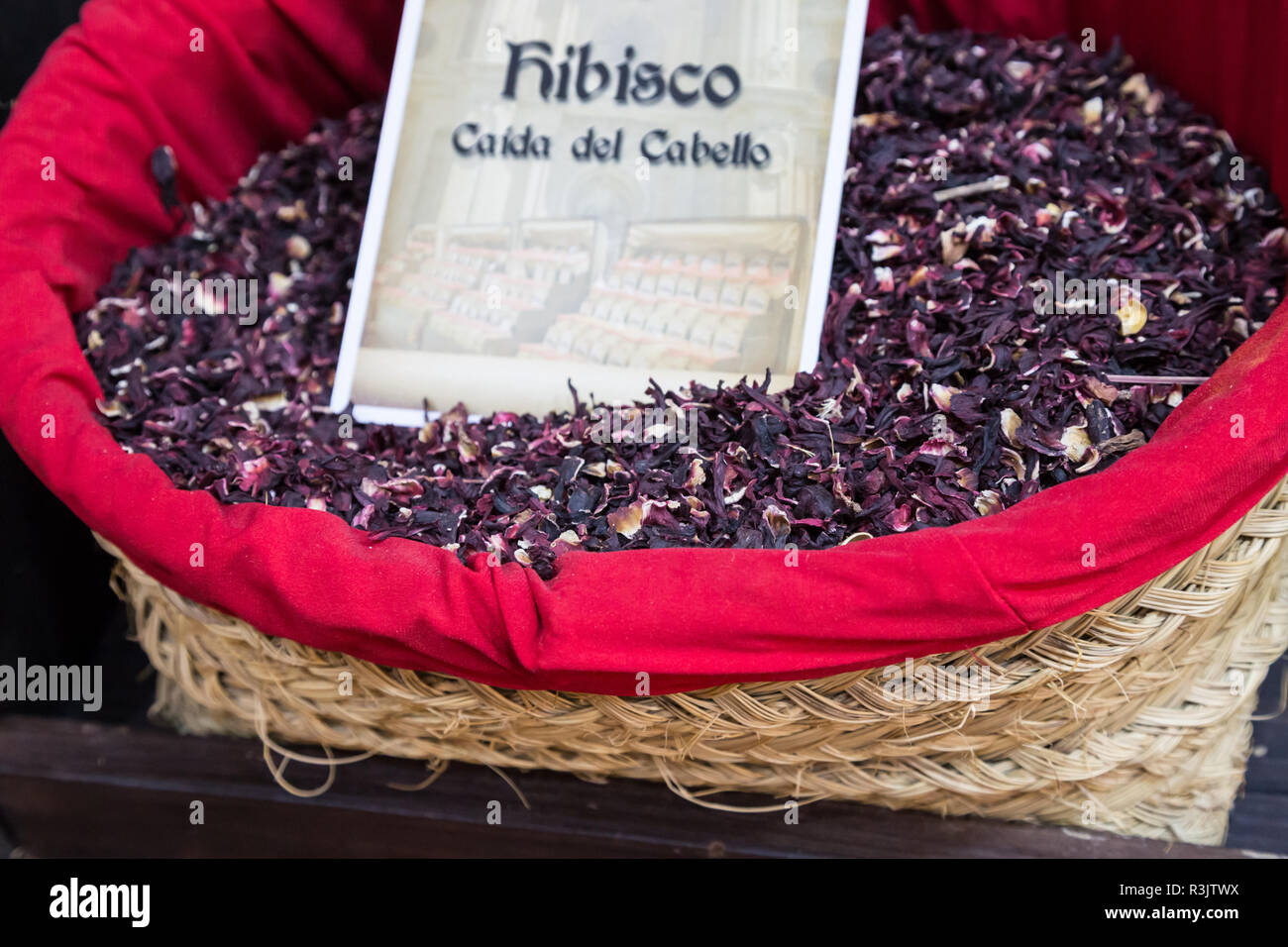 spices,seeds and tea sold in a traditional market in granada,spain ...