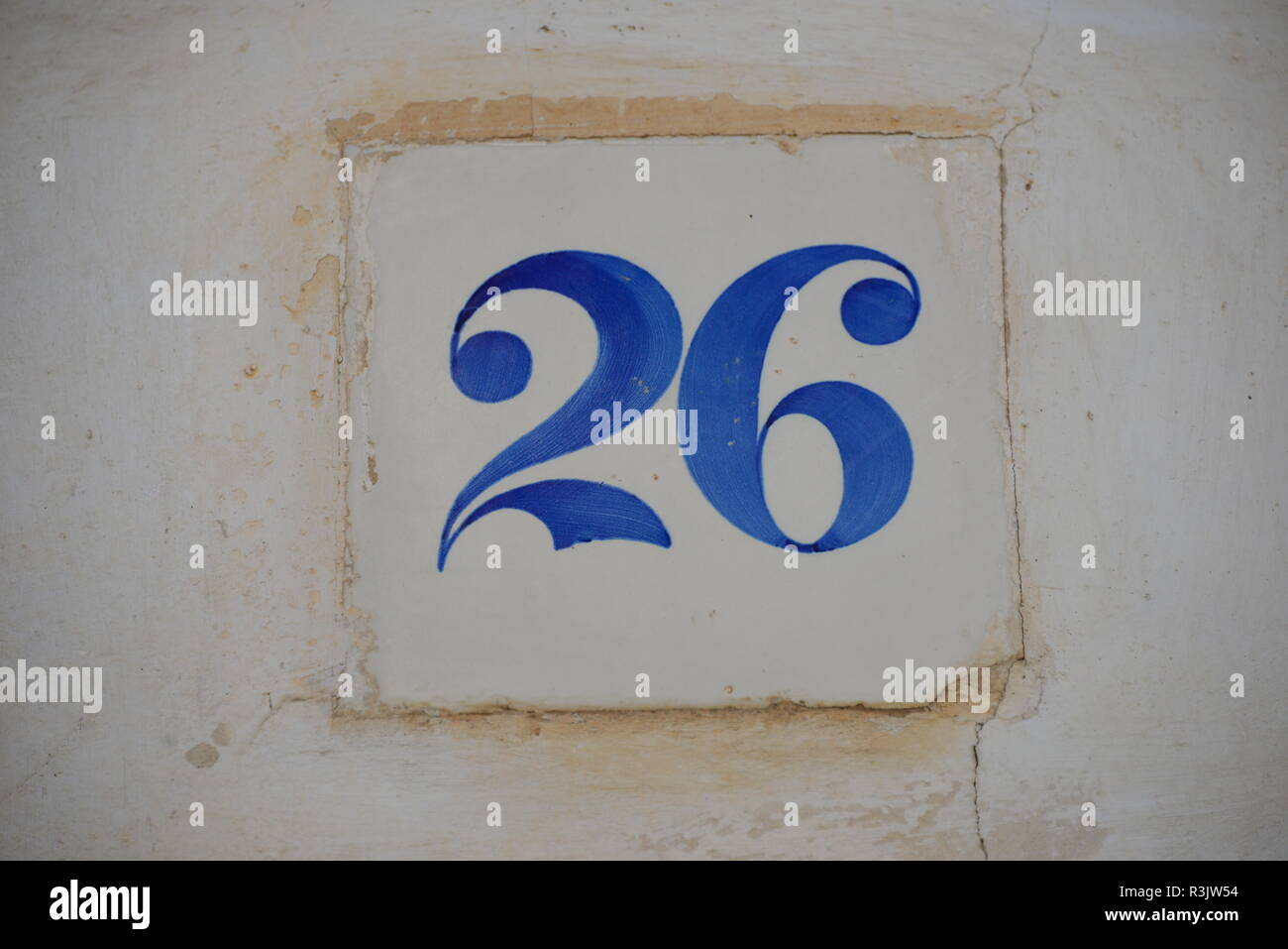 house facades,street signs,email,tiles,spain,house number 26 Stock ...