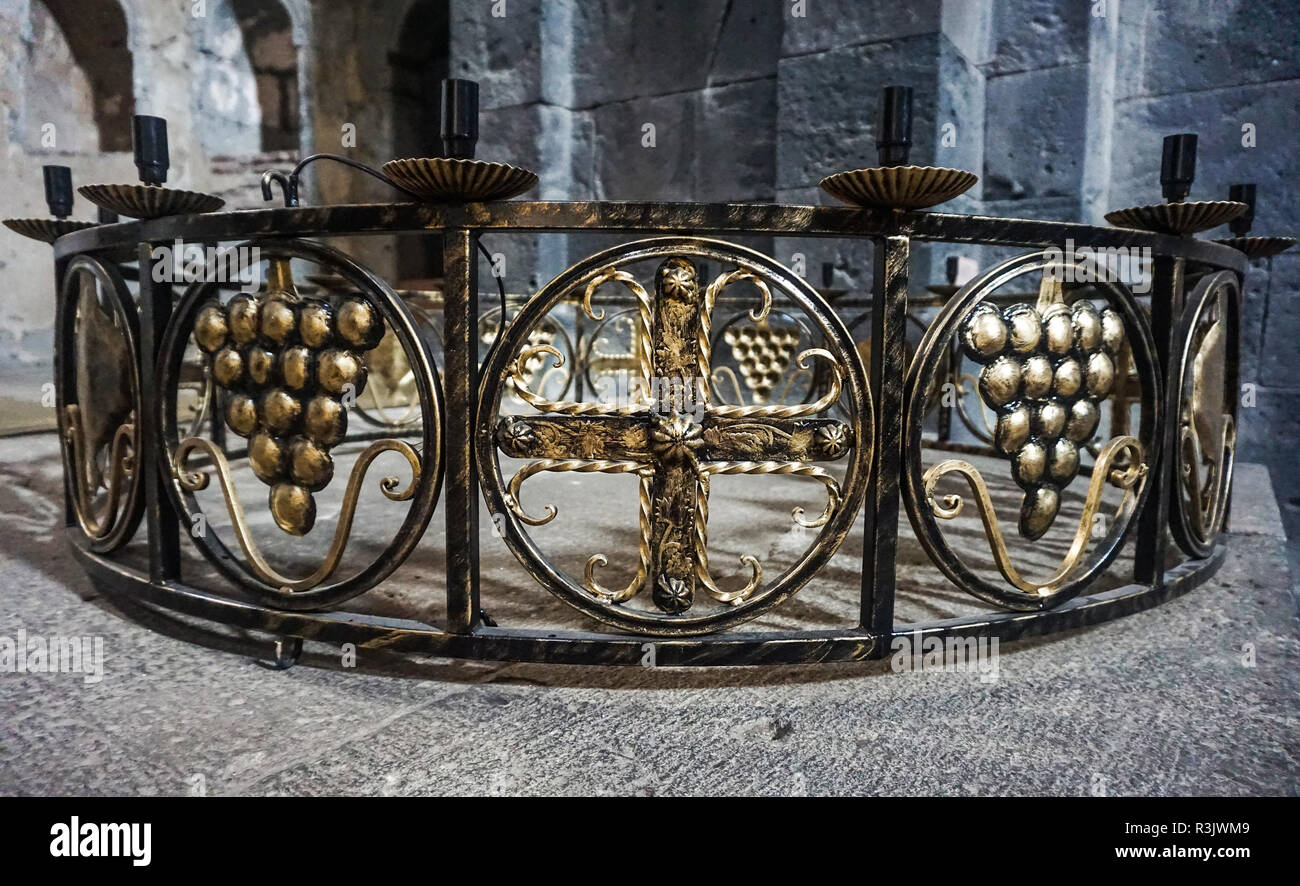 Sanahin Monastery Candle Chandelier with Cross and Grapes Craft Objects ...