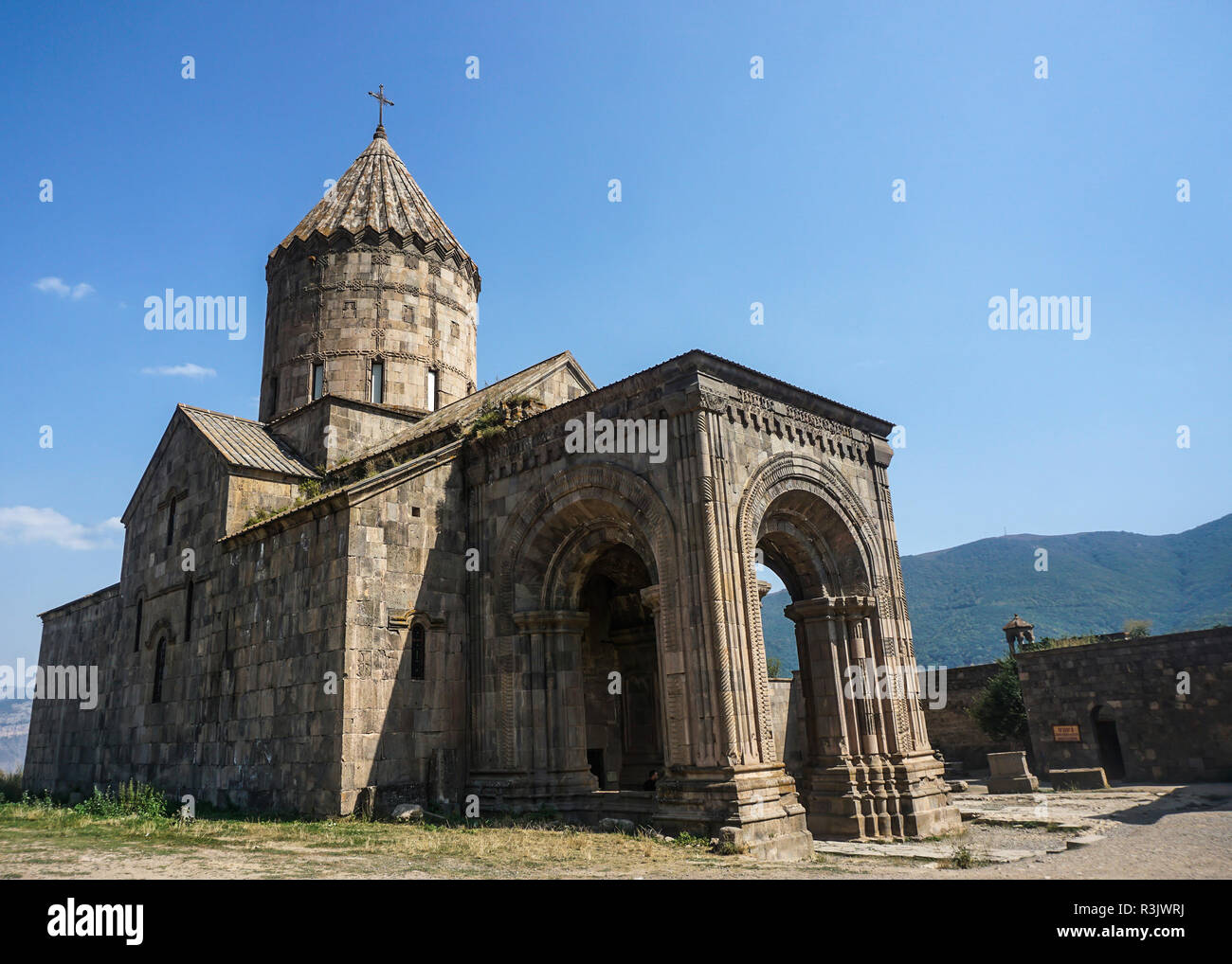 Tatev Monastery Church Side View with Cross on Dome and Entry Gate ... Tatev Monastery Church Side View with Cross on Dome and Entry Gate ...