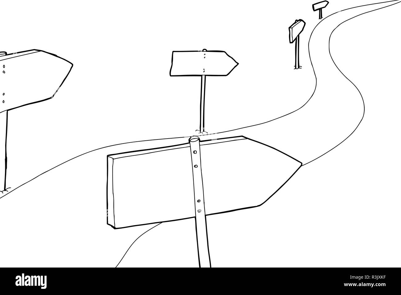 Hand drawn cartoon winding road Black and White Stock Photos & Images ...