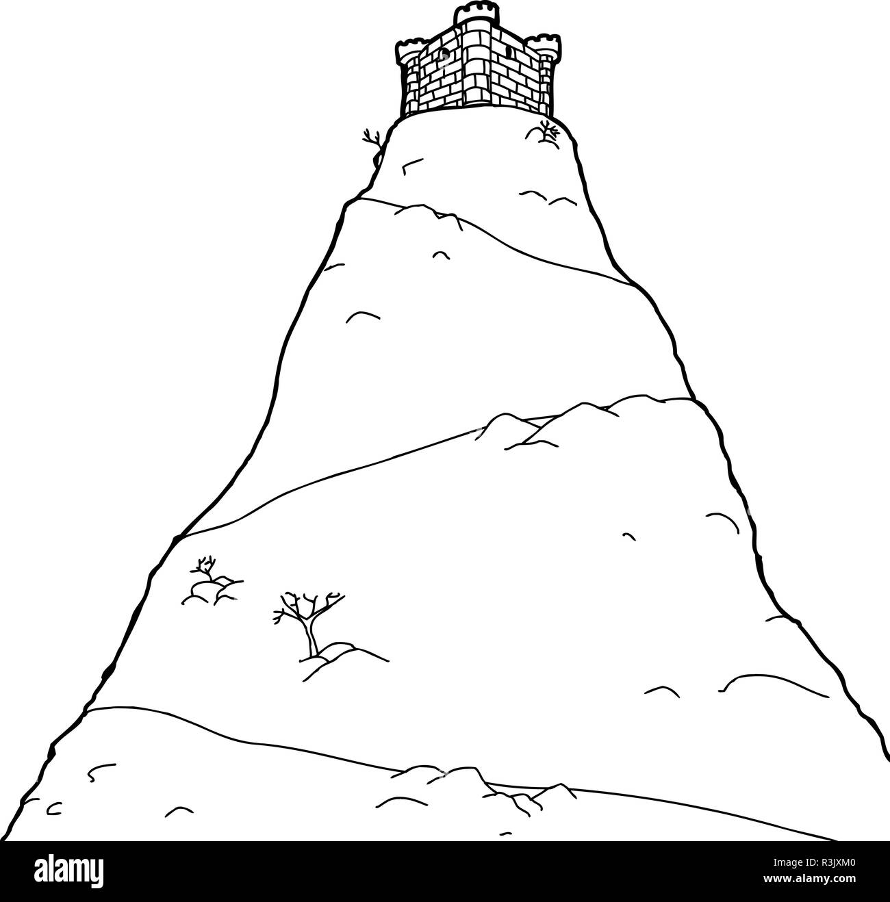 Isolated single cartoon castle tower Black and White Stock Photos ...