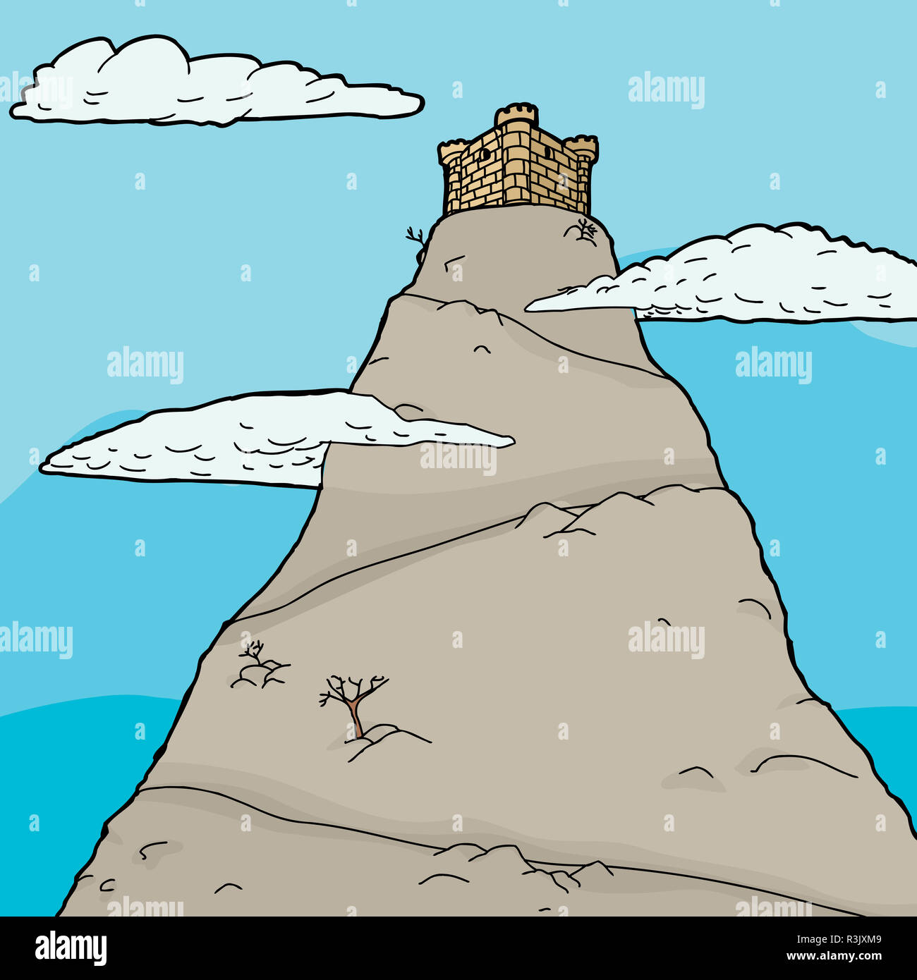 Single mountain peak cartoon blue hi-res stock photography and images ...