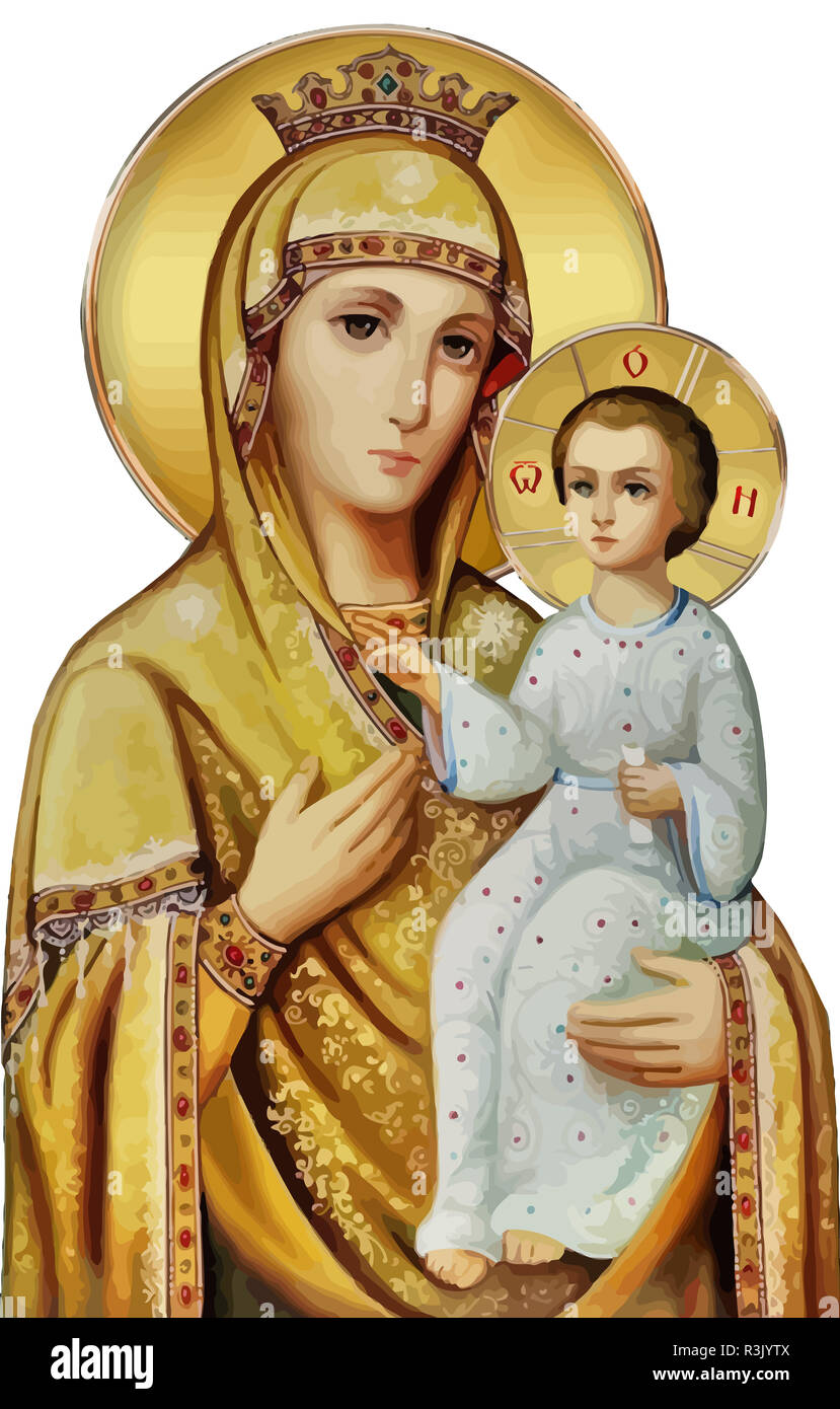 mary nazareth orthodox church baby jesus theotokos golden holy ...