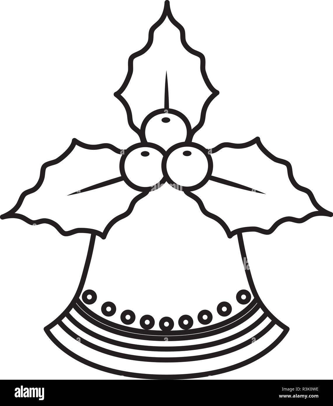 bell and mistletoe over white background, vector illustration Stock ...