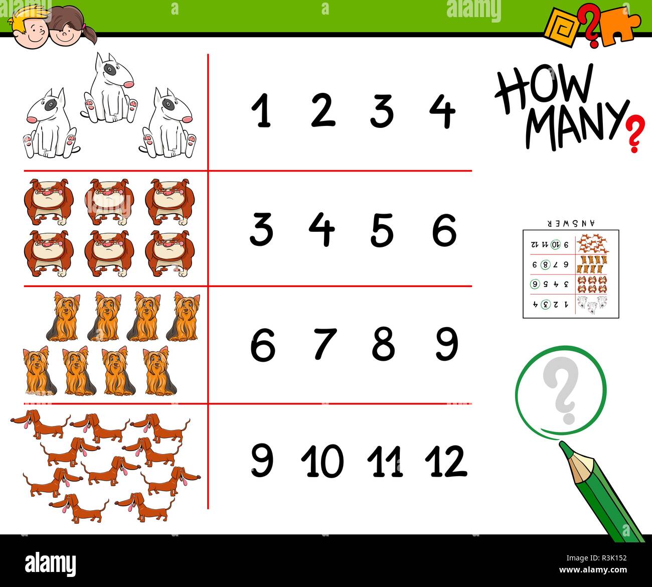 Cartoon Illustration of Educational How Many Counting Activity for ...