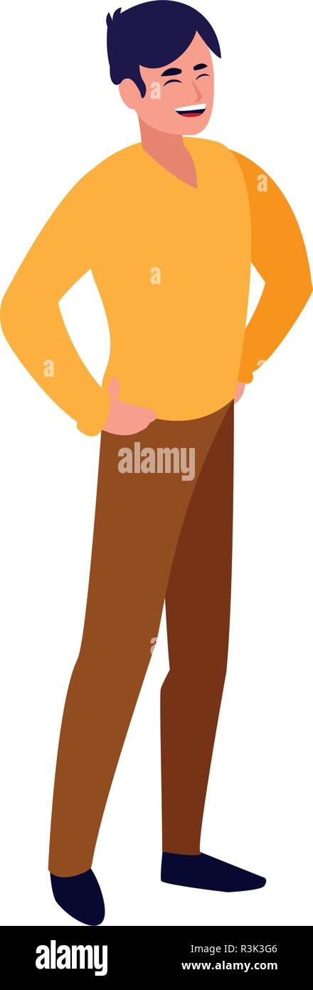 cartoon man wearing casual clothes over white background, vector ...