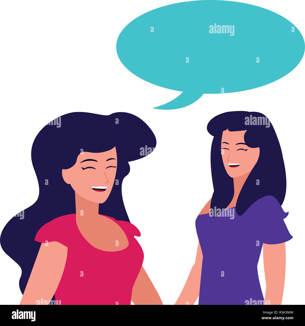 two women having a conversation over white background, vector ...