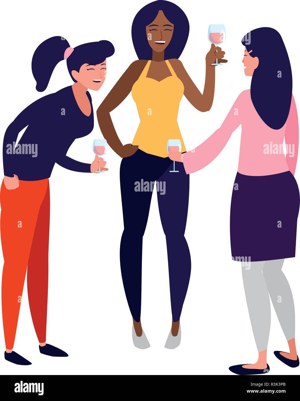 cartoon women enjoying a party over white background, vector ...