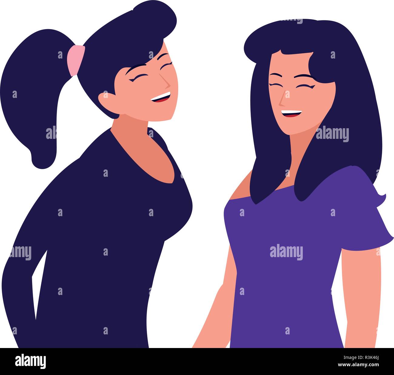 cartoon happy women over white background, vector illustration Stock ...