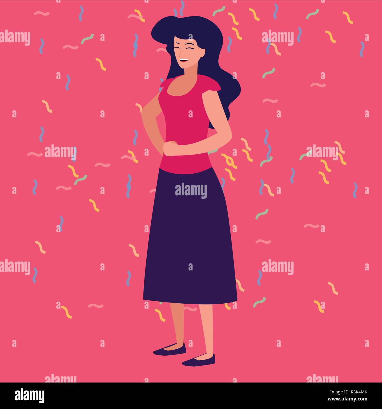 Cartoon woman icon over pink background, vector illustration Stock ...