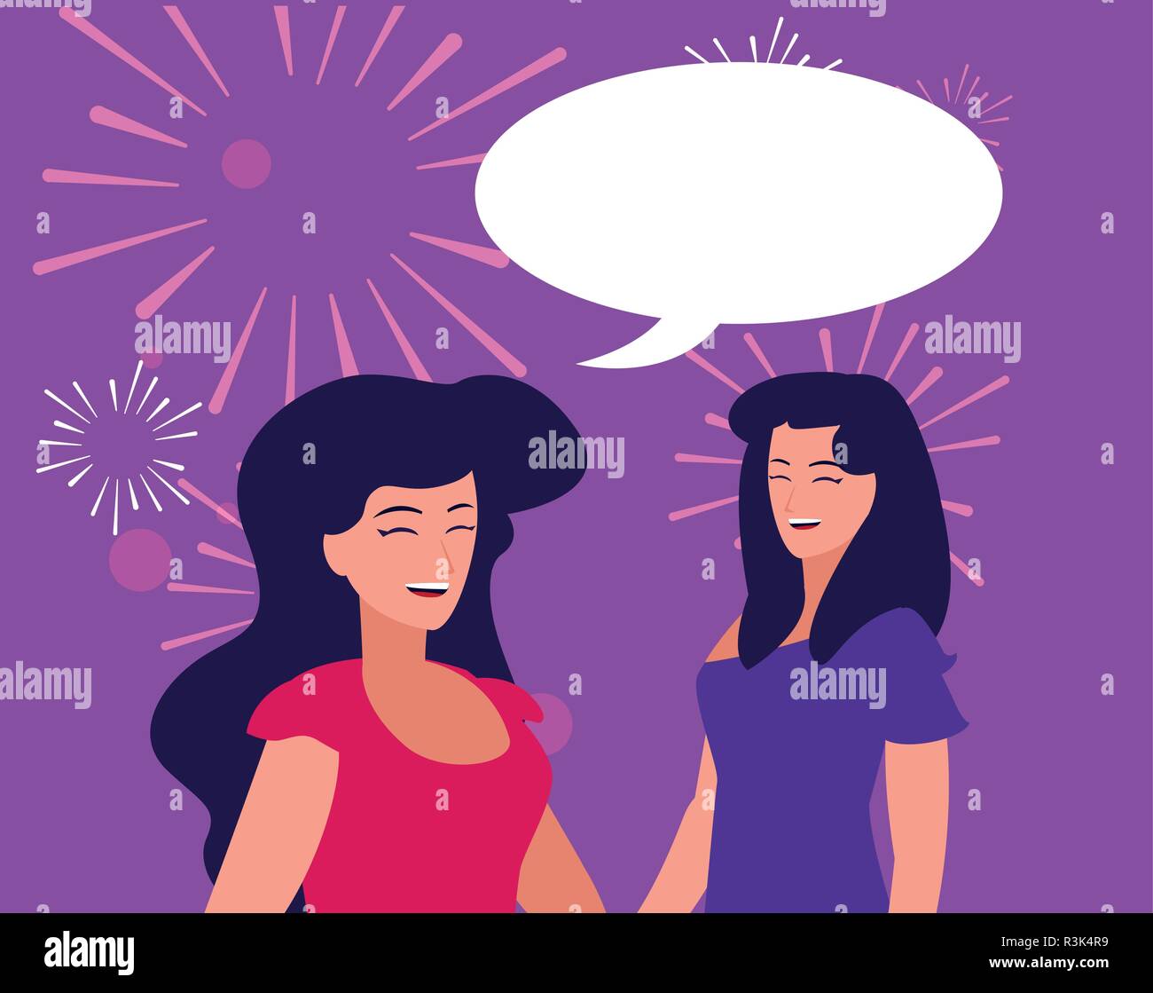 two women having a conversation over white background, vector ...