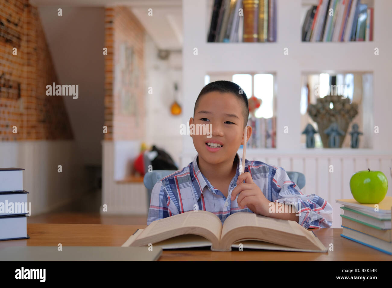 young little asian kid boy child children schoolboy thinking. childhood ...