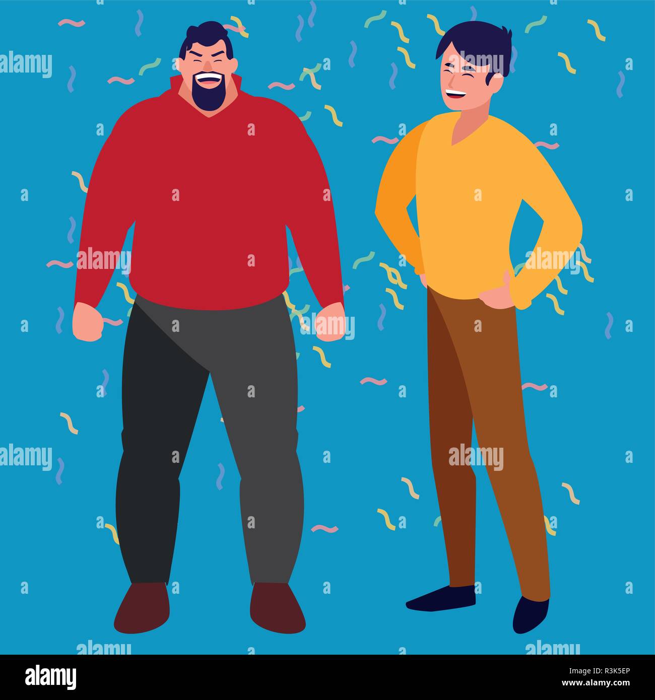 cartoon men having a conversation over blue background, vector ...